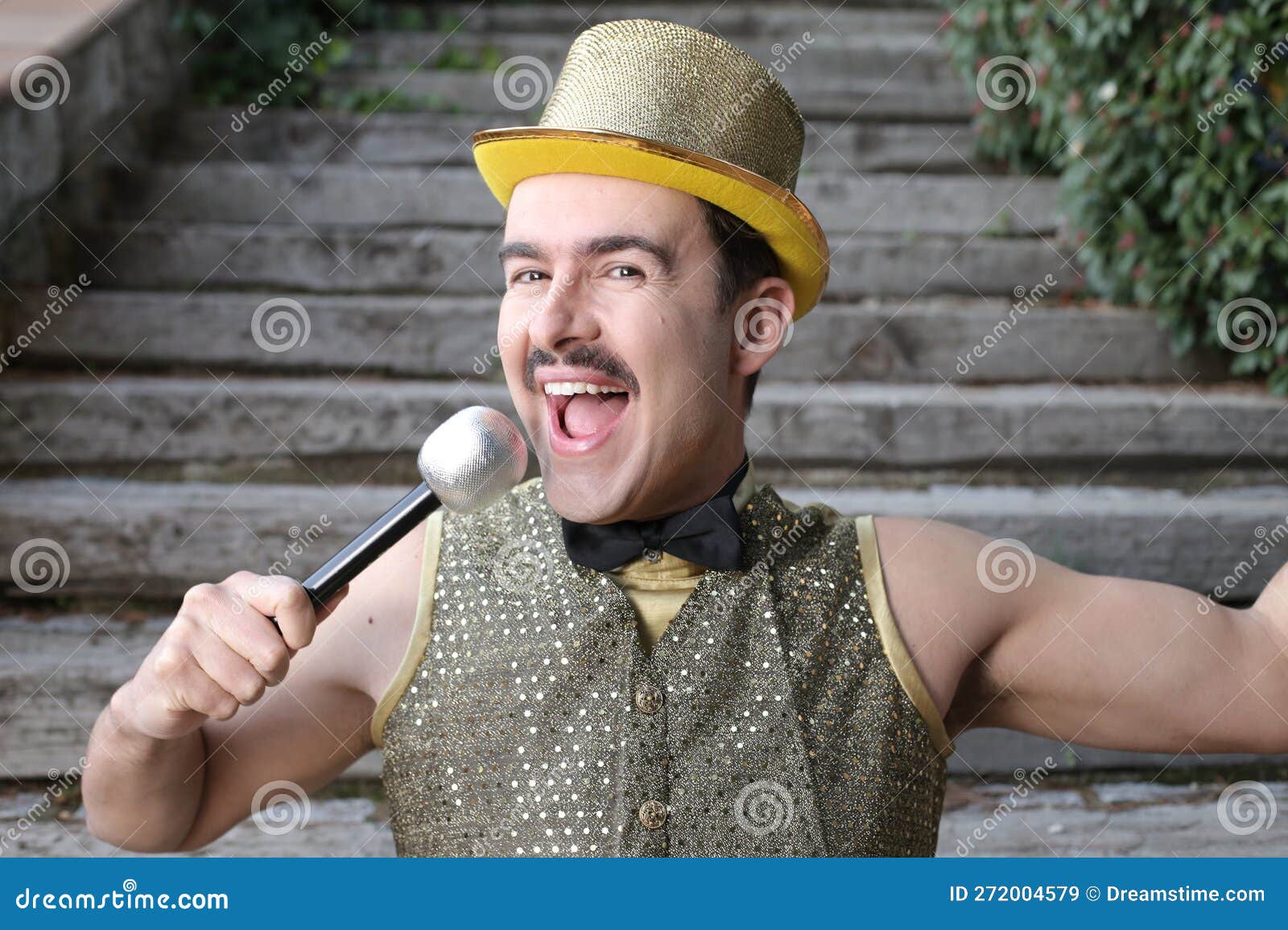 Show Man Making a Great Announcement Stock Image - Image of costume ...