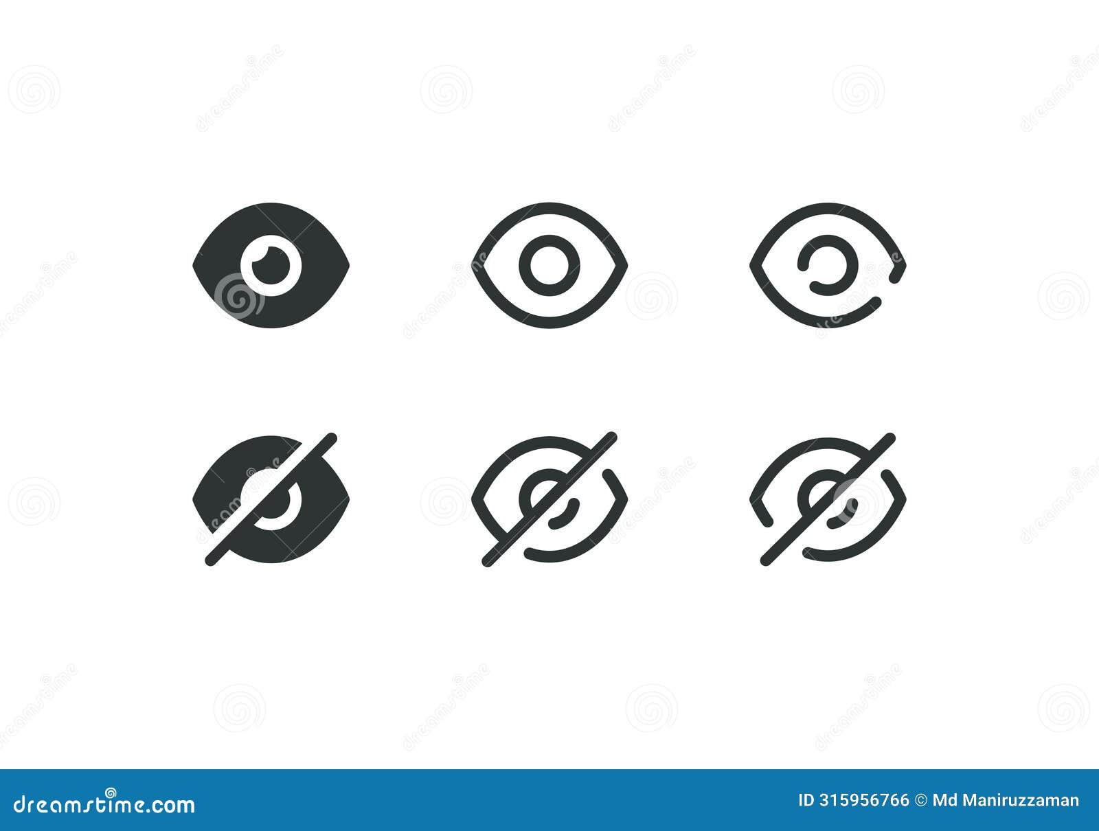 Show Password Icon, Eye Symbol. Vector Vision Hide from Watch Icon ...
