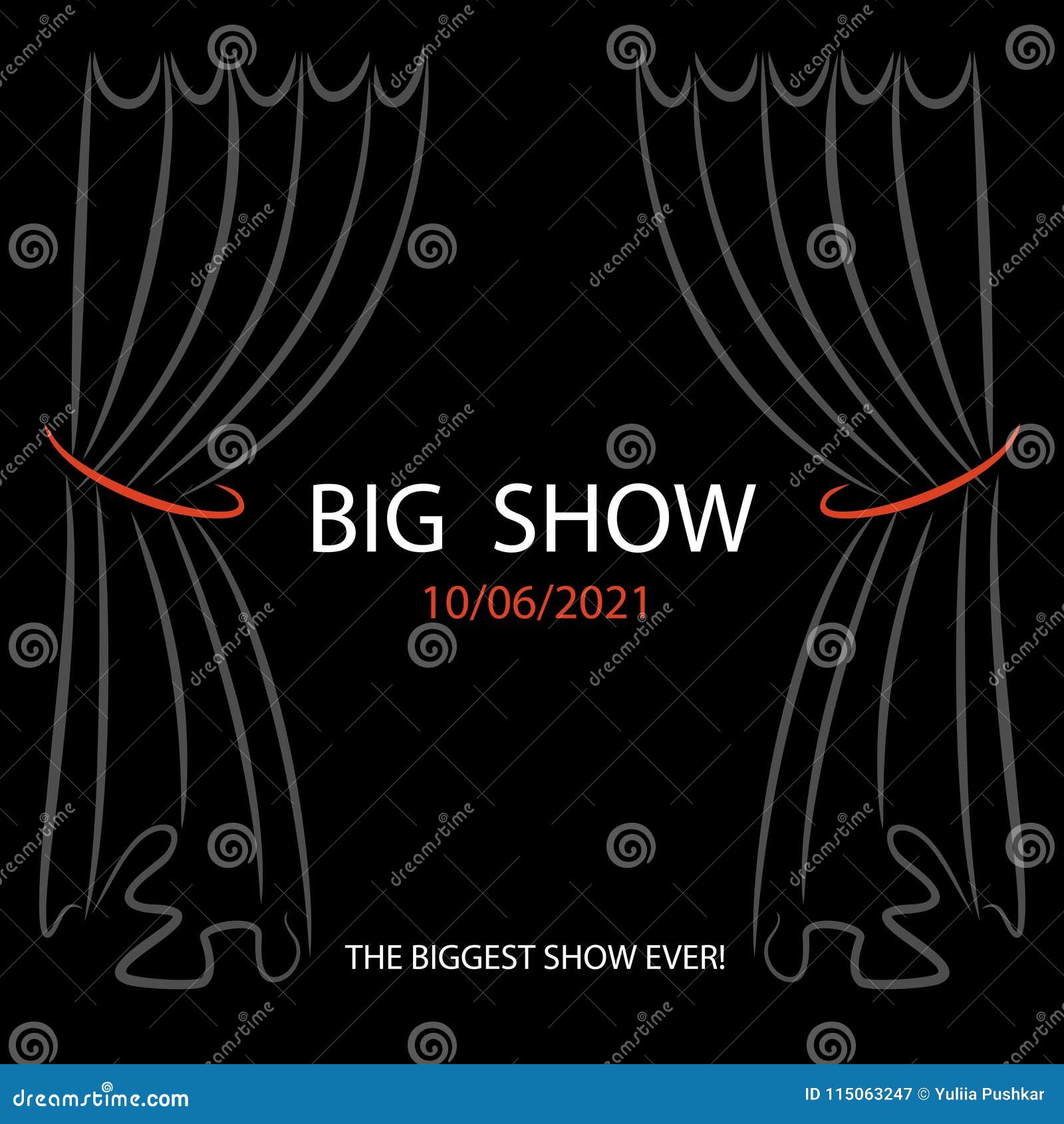 Show Performance Template With Curtains. Backstage Background Cartoon ...