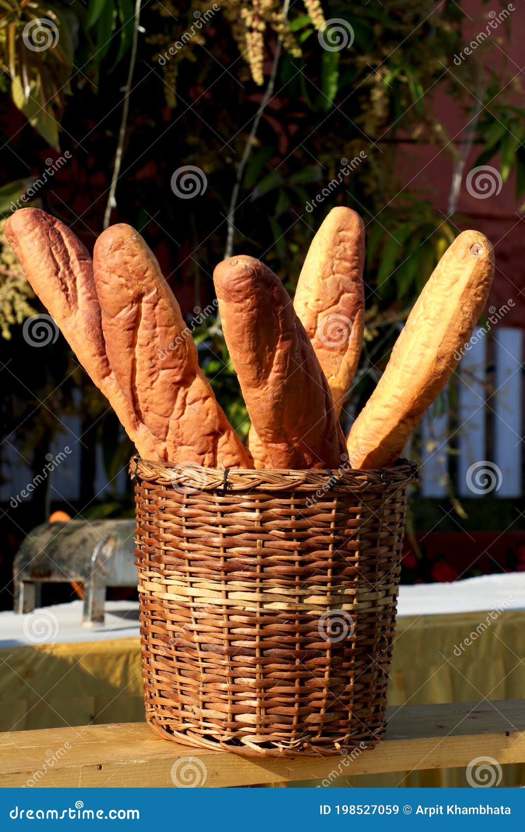 Loaf of bread in basket stock image. Image of golden - 198527059