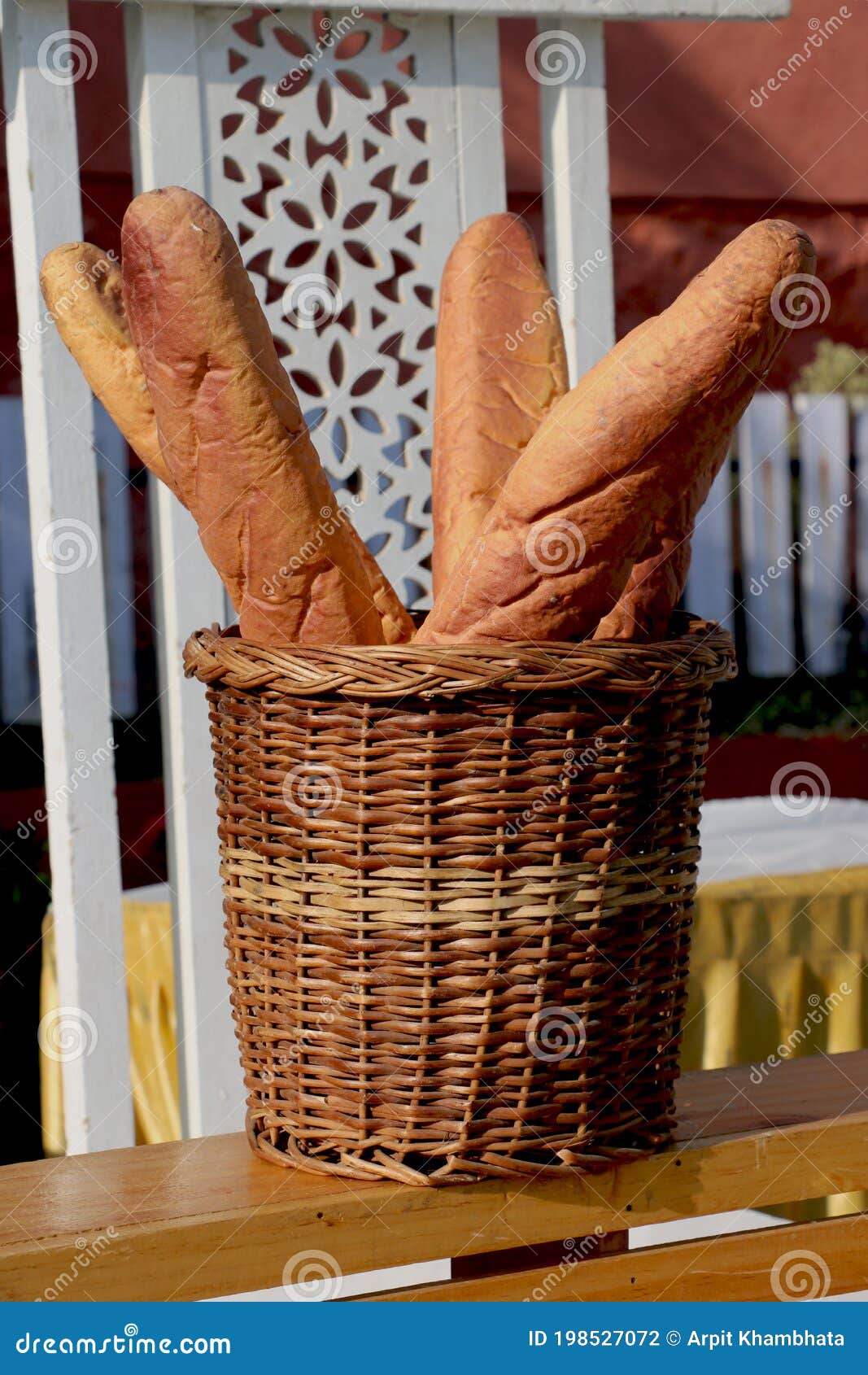 Loaf of bread in basket stock photo. Image of diet, agriculture - 198527072