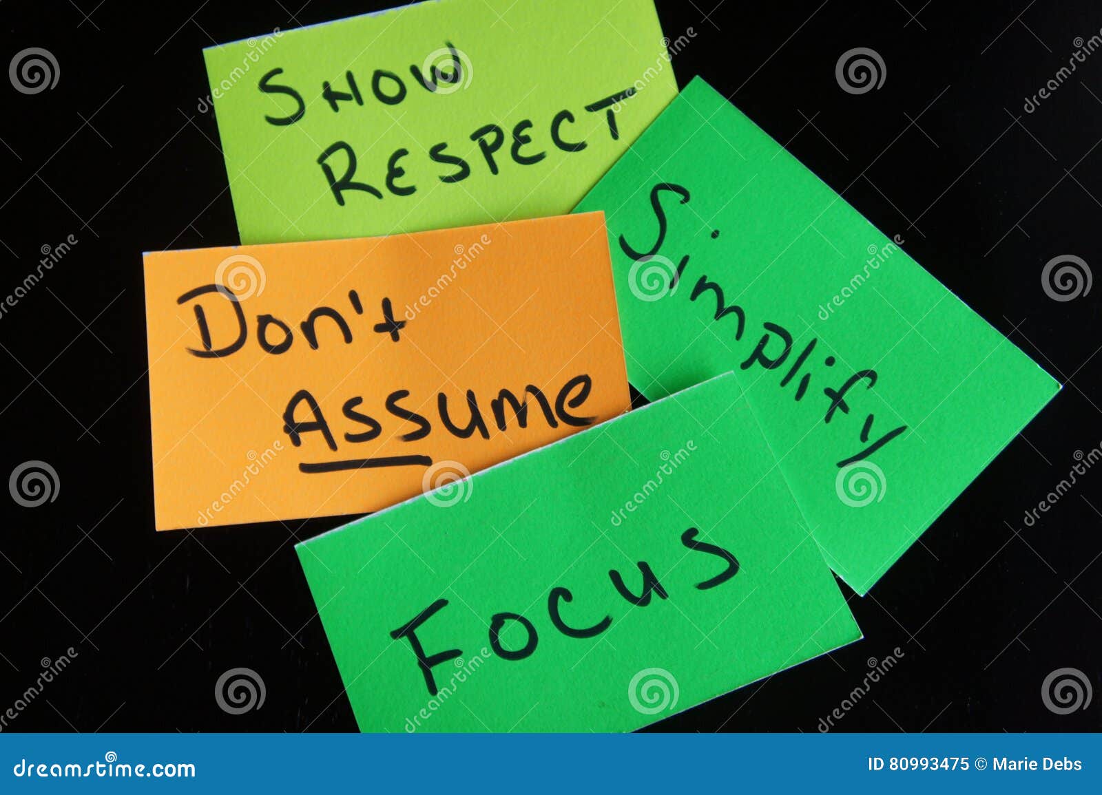 Show Respect, Don`t Assume, Simplify and Focus Stock Image - Image of ...