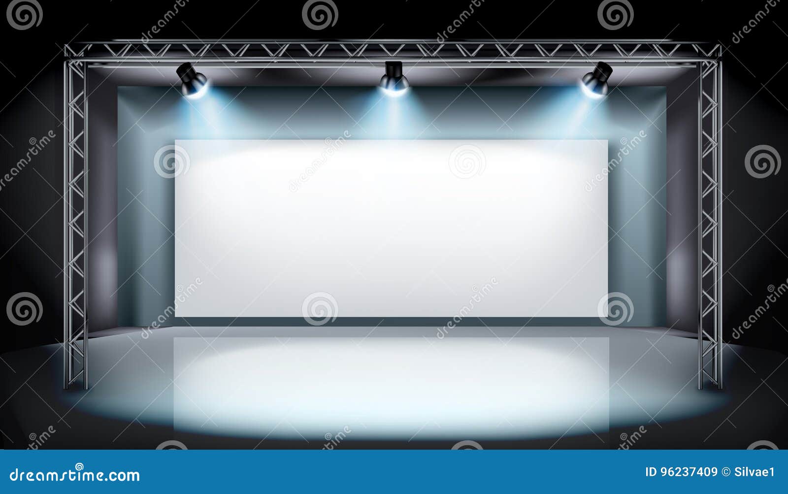 Theatrical TV Show Virtual Studio Set With An Empty Screen Monitor ...