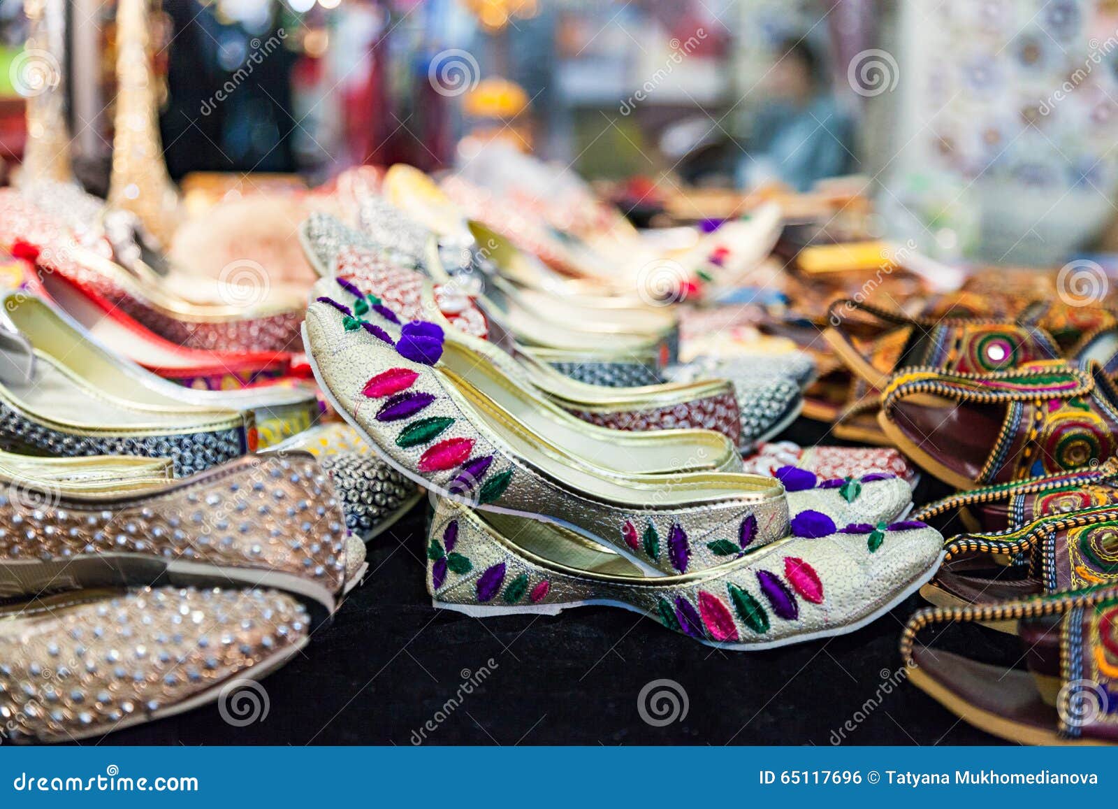 Show of Traditional Slippers in India Stock Photo - Image of shopping ...