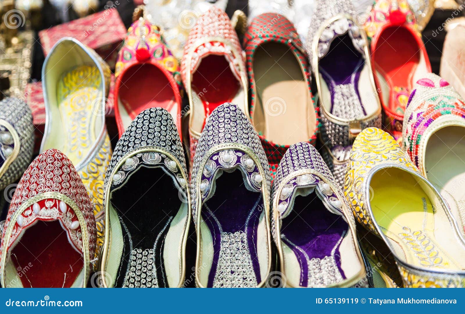 Show of Traditional Slippers in India. Stock Image - Image of souvenir ...