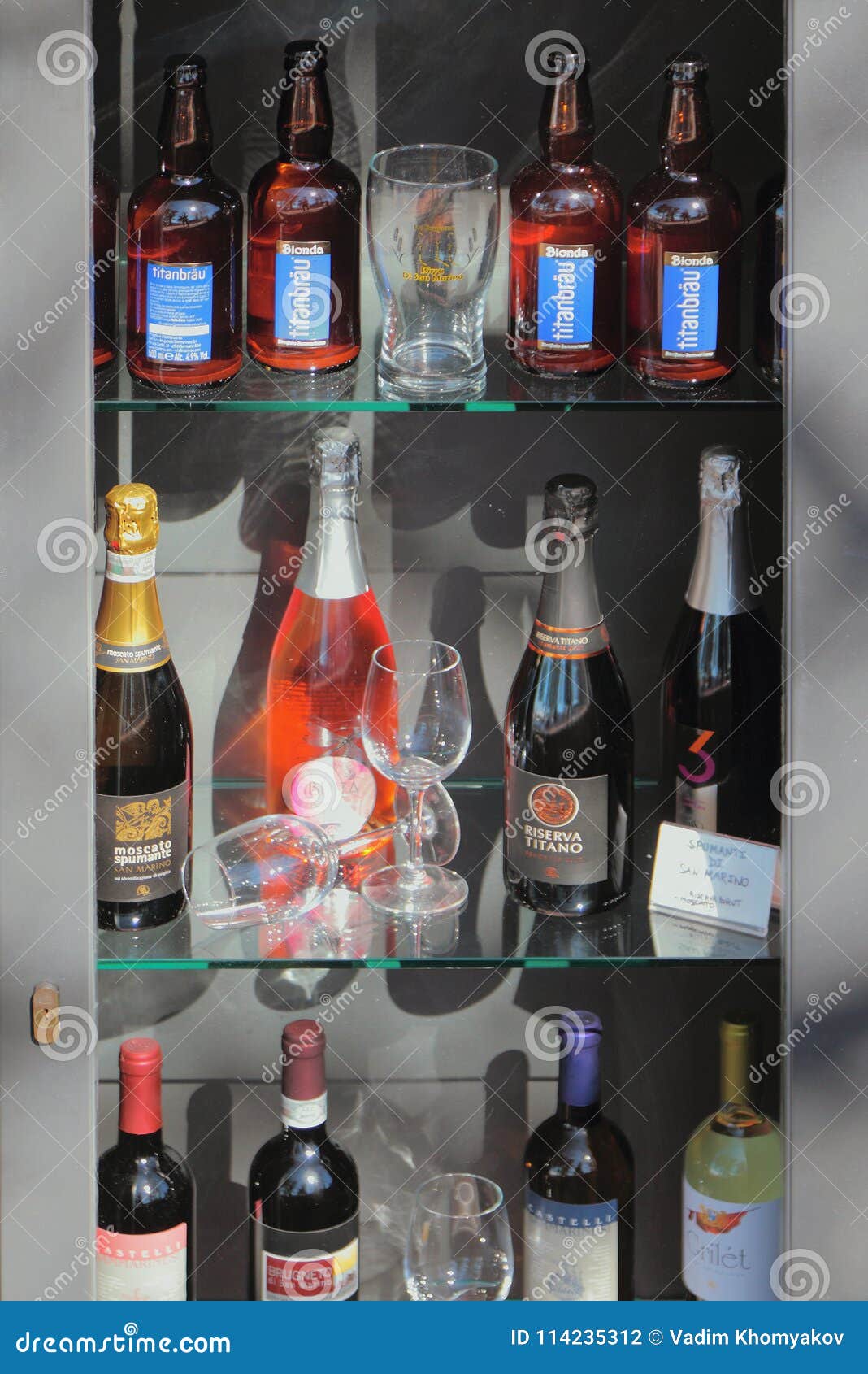 Show-window with Alcoholic Beverages. San Marino Editorial Photography ...