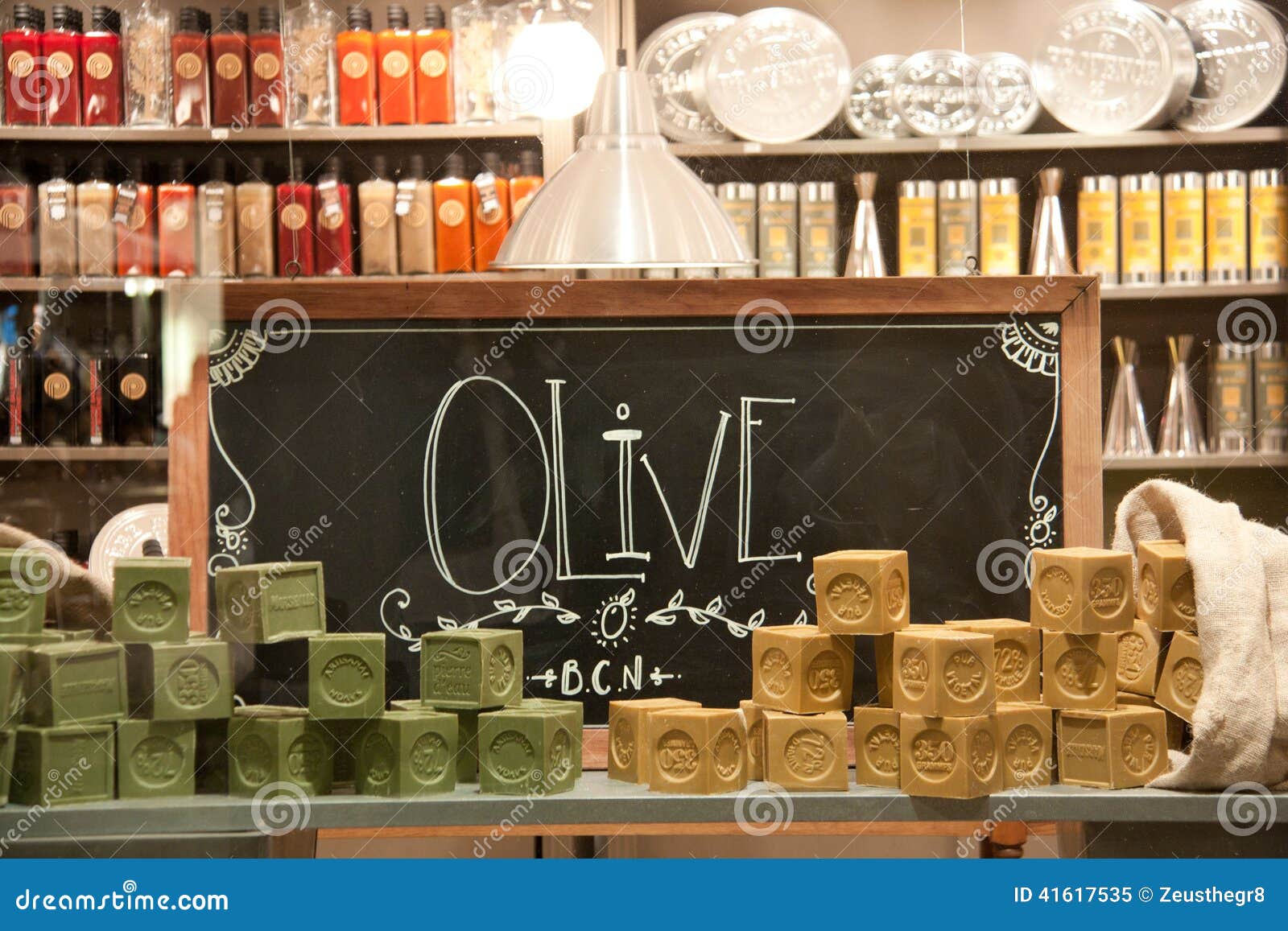 Show-window with Multi-colored Pieces of Natural Soap. Stock Image ...