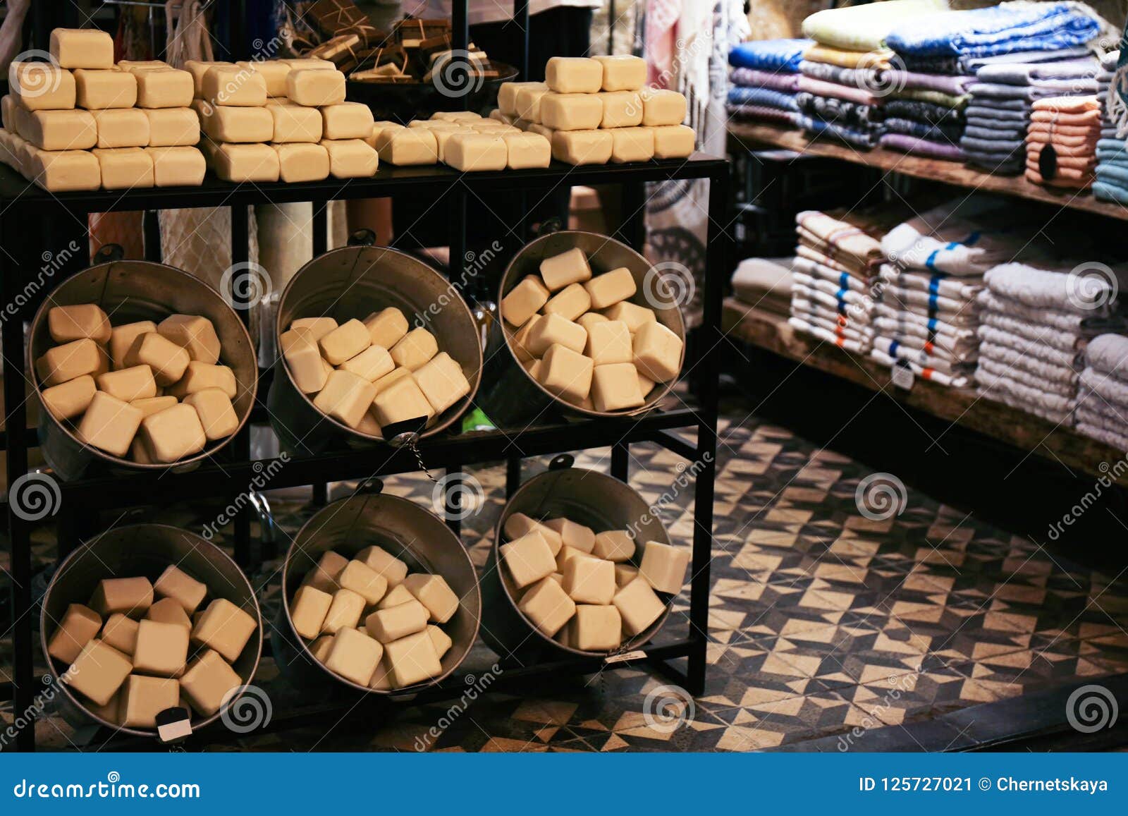Showcase with Assortment of Soap Bars Stock Image - Image of sell ...