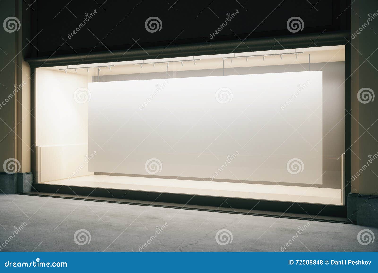 Showcase with banner stock illustration. Illustration of glass - 72508848