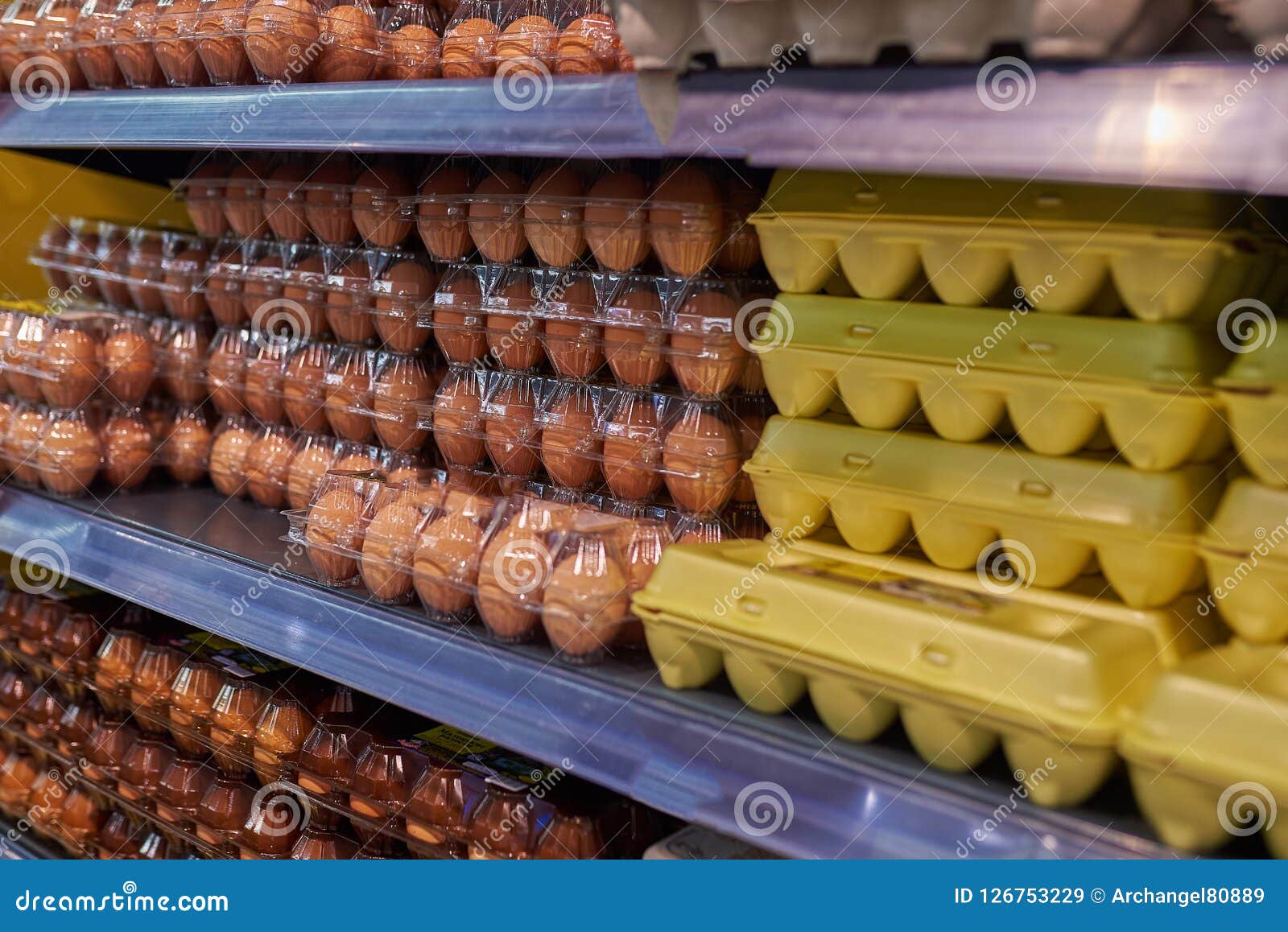 Showcase Chicken Eggs in the Store Stock Image - Image of breakfast ...