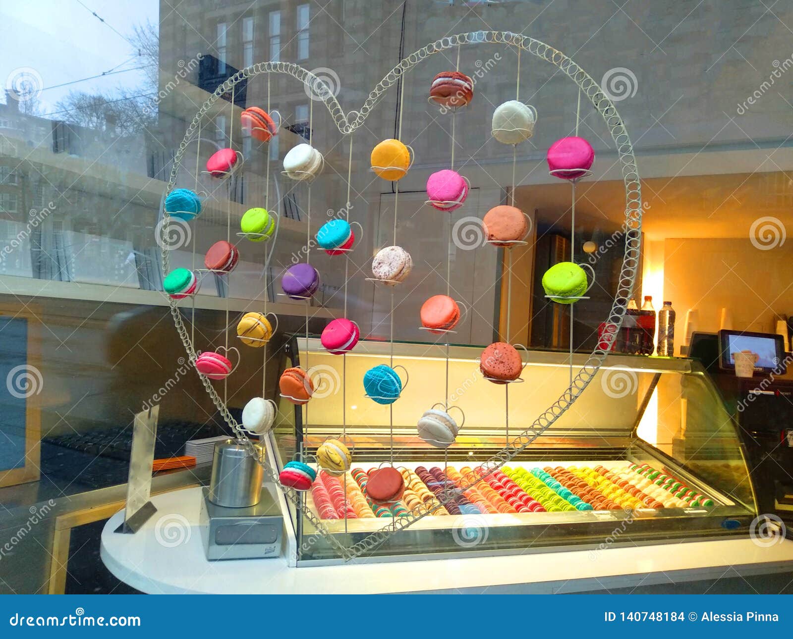 Showcase of a Macarons Shop Stock Photo - Image of advertisement ...