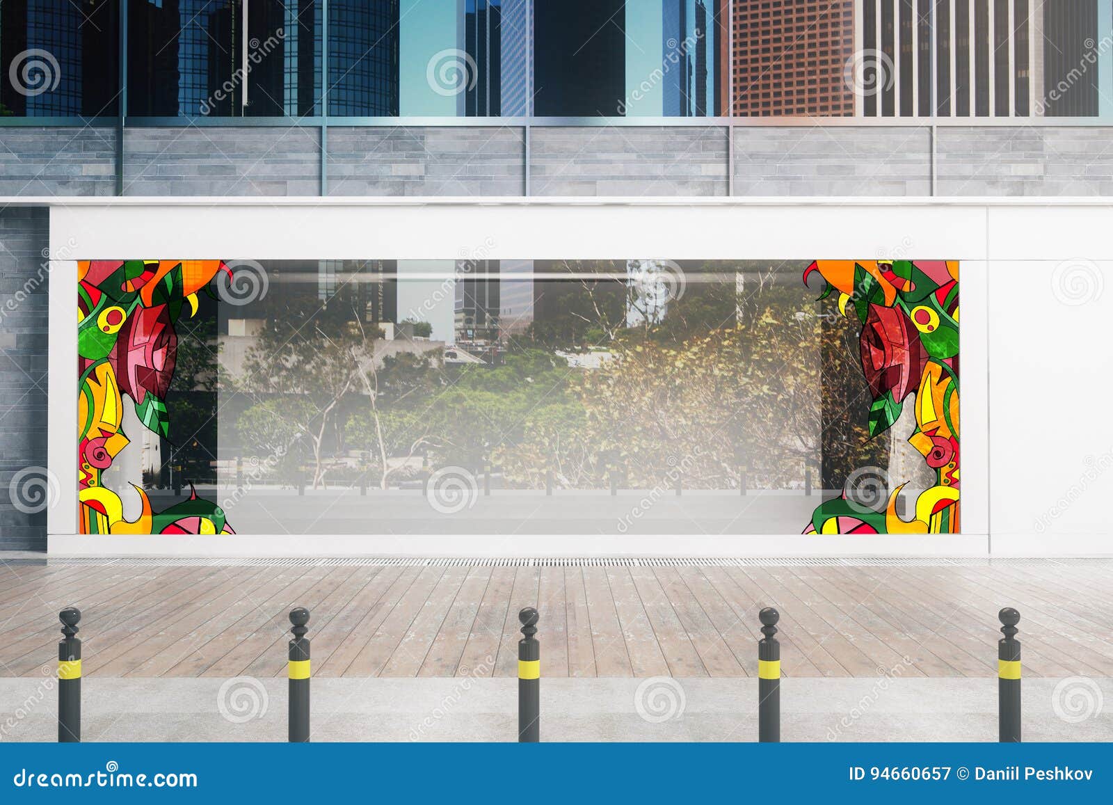 Showcase with Colorful Pattern Front Stock Illustration - Illustration ...