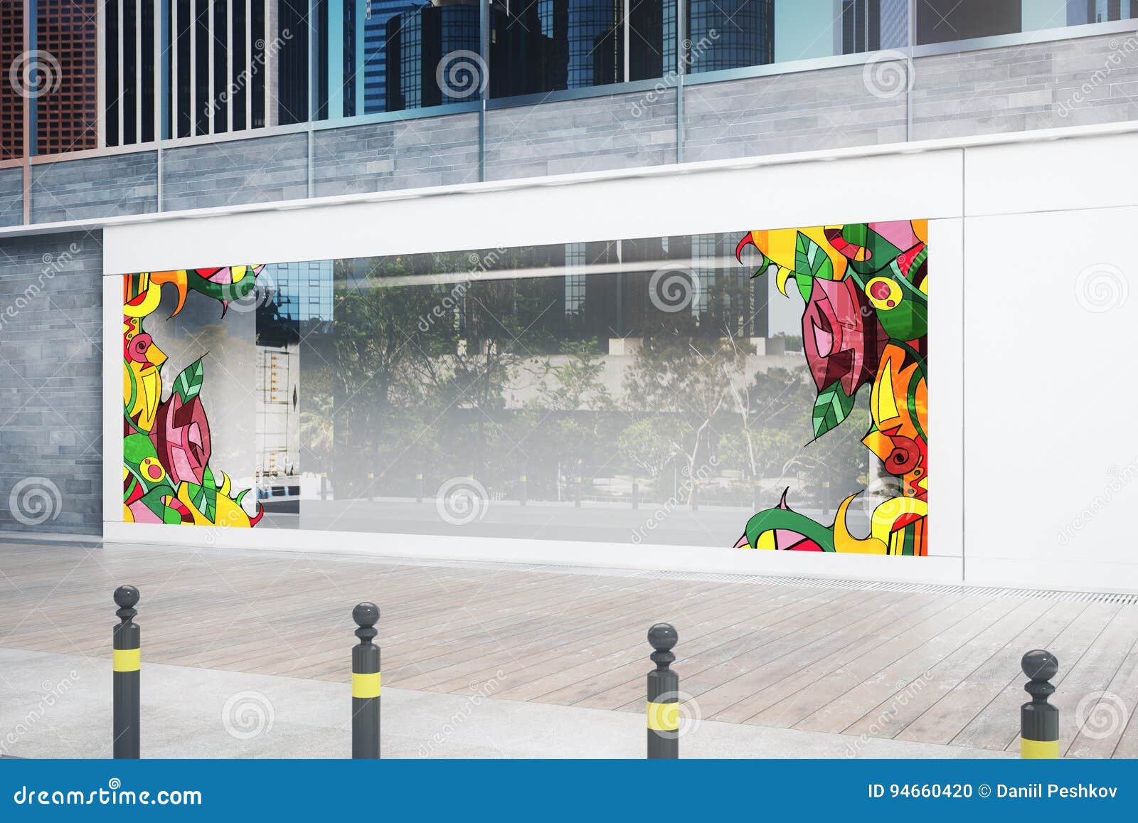 Showcase with Colorful Pattern Side Stock Illustration - Illustration ...