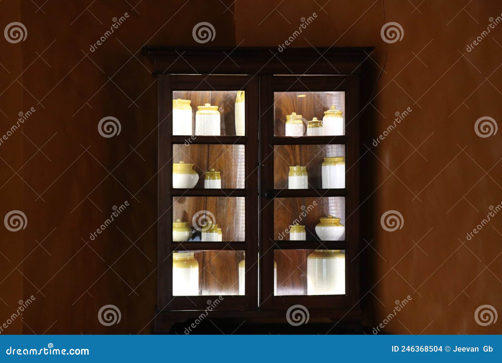 Showcase Full of Ceramic Pickle Jars, Different Types of Vegetable ...