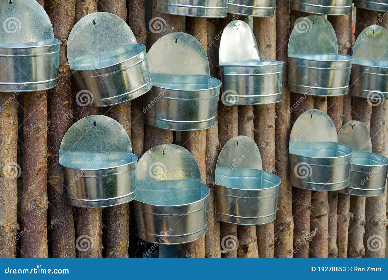 Showcase of Handmade Tin Flowerpots Planters Stock Image - Image of ...