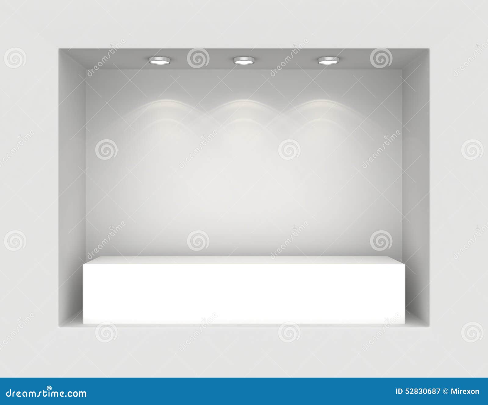 Showcase with Lights and Podiums for Samples Stock Illustration ...