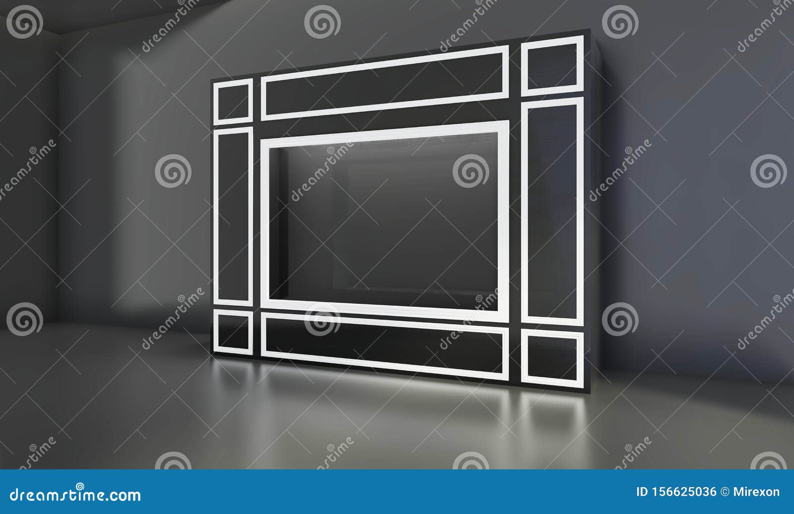 Showcase with Lights for Samples Product. 3D Rendering Stock ...