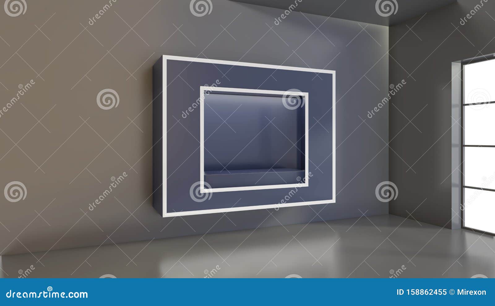 Showcase with Lights for Samples Product. 3D Rendering Stock ...