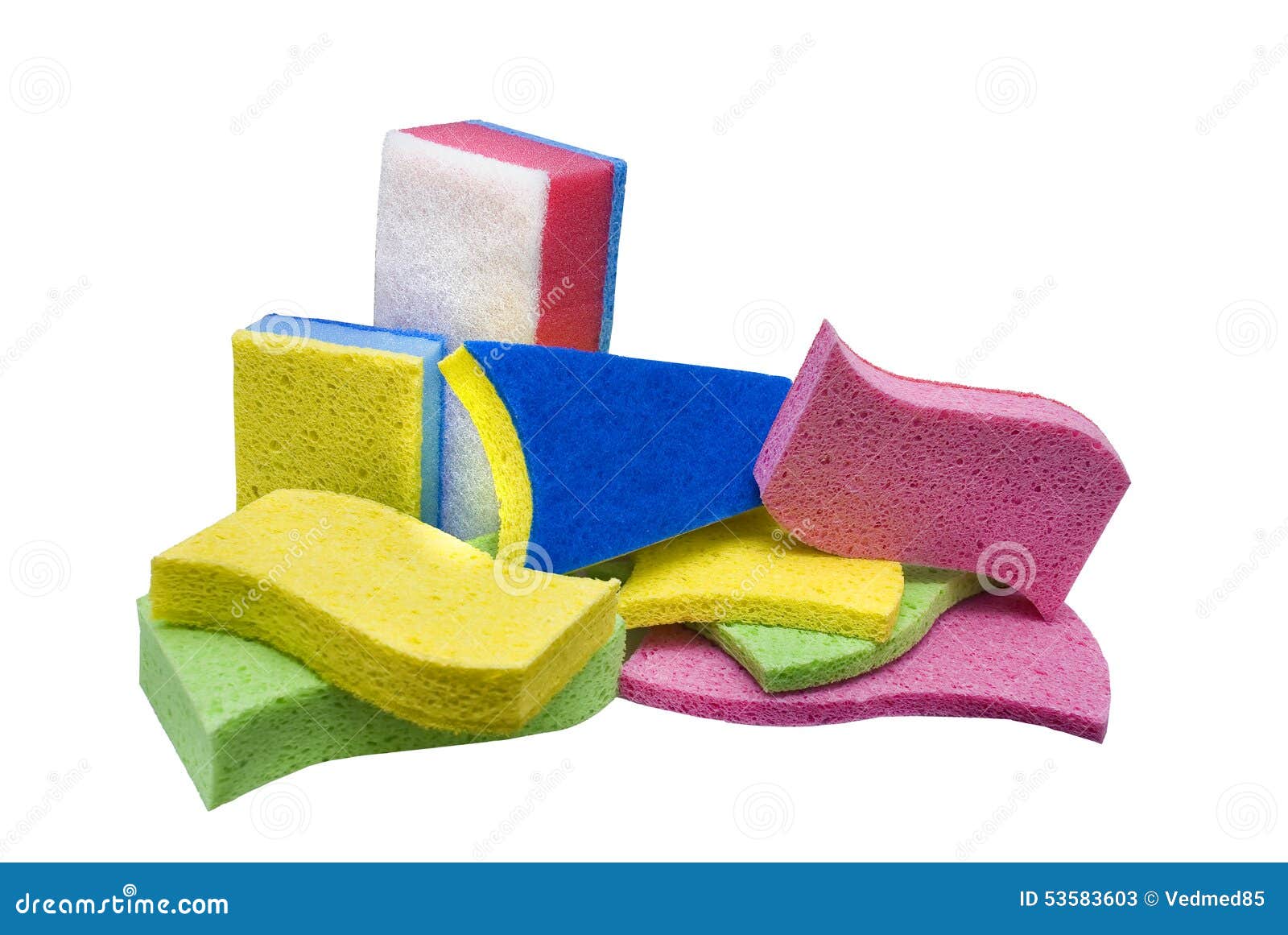 Showcase of many sponges stock image. Image of blue, market - 53583603