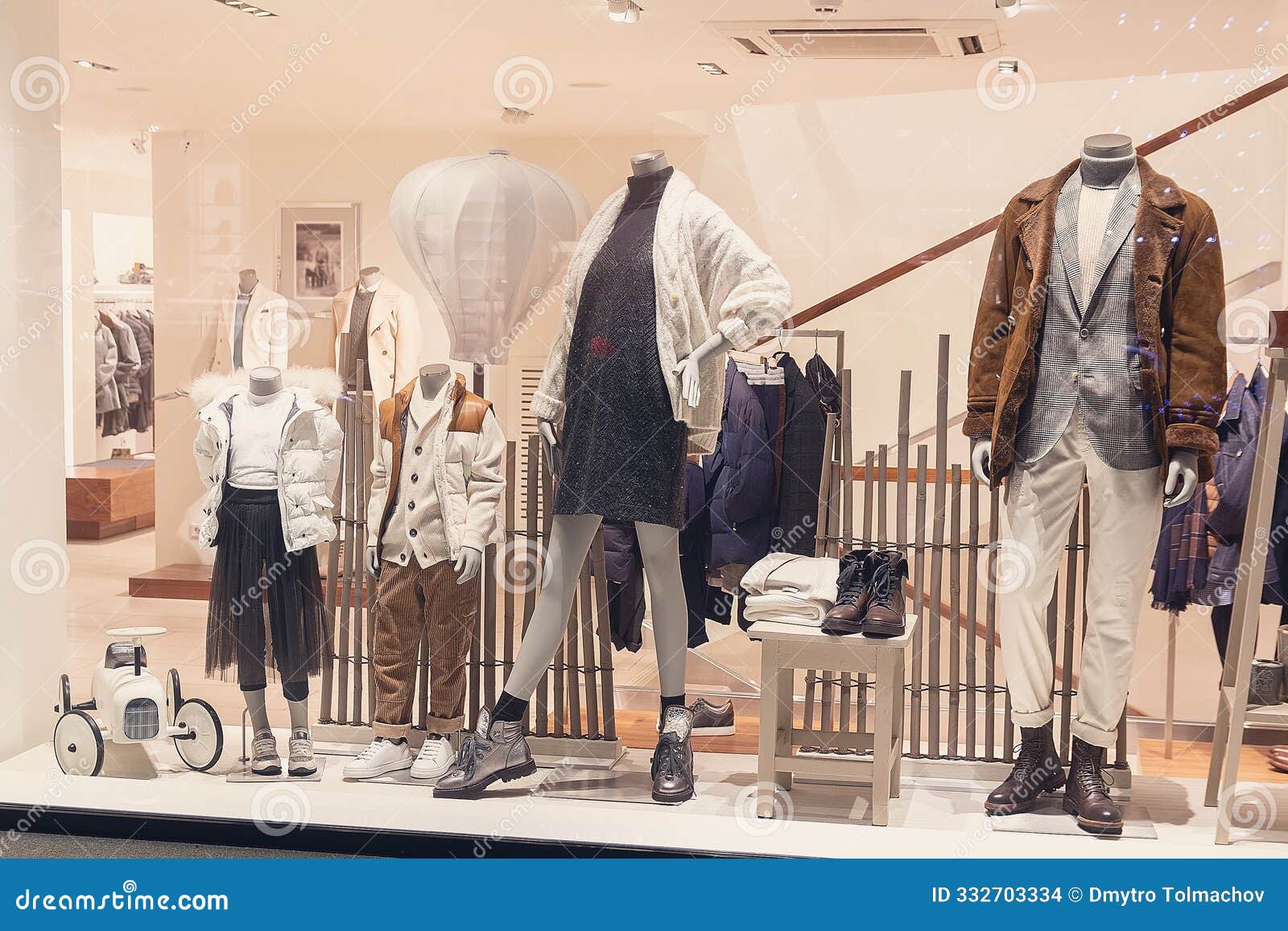 Showcase with Modern Clothes in a Boutique Stock Photo - Image of ...