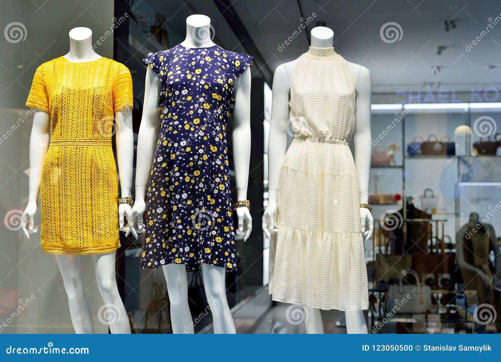 Showcase with a New Women`s Clothing Collection. Stock Photo - Image of ... Showcase with a New Women`s Clothing Collection. Stock Photo - Image of ...