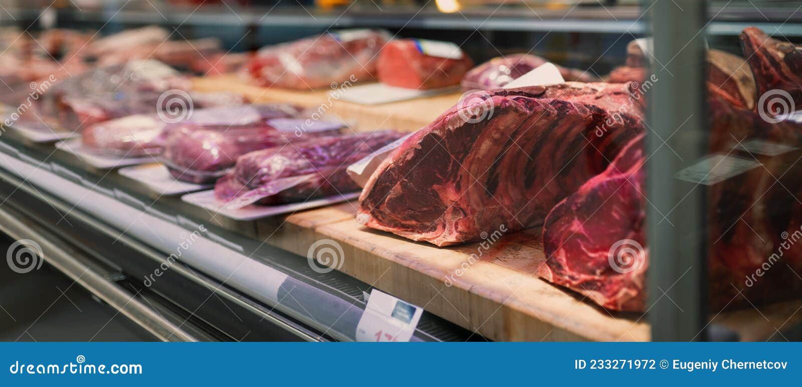 Showcase with Raw Meat in Butcher Shop. Stock Photo - Image of mince ...