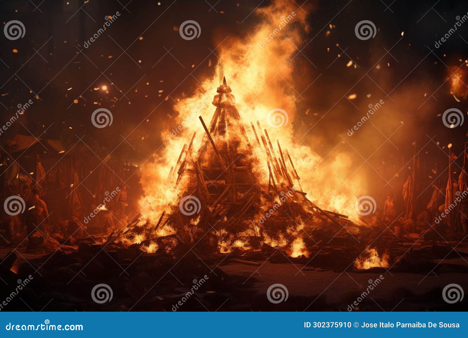 Showcase the Ritual of Lighting Bonfires during Stock Photo - Image of ...