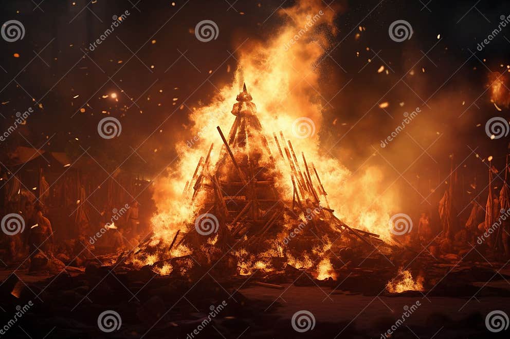 Showcase the Ritual of Lighting Bonfires during Stock Photo - Image of ...