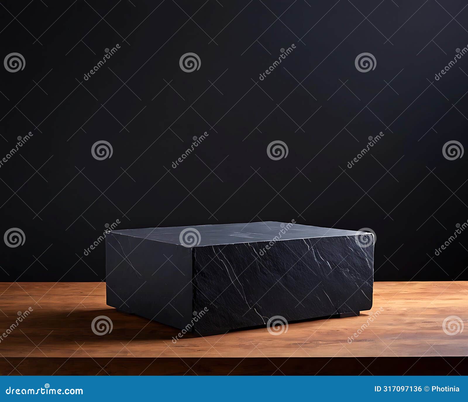 Showcase Stand - Rectangular Black Pedestal on Black Background. Stock ...