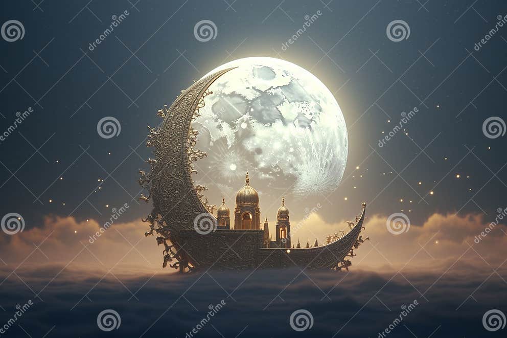 Showcase the Symbolism of the Crescent Moon in Stock Illustration ...