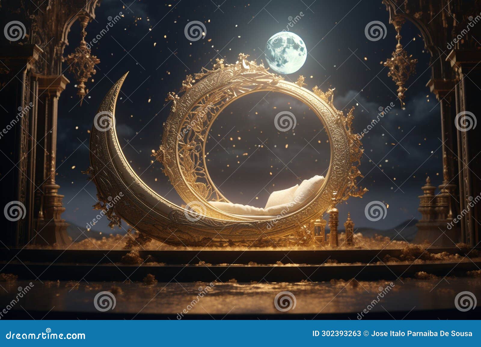 Showcase the Symbolism of the Crescent Moon in Stock Illustration ...
