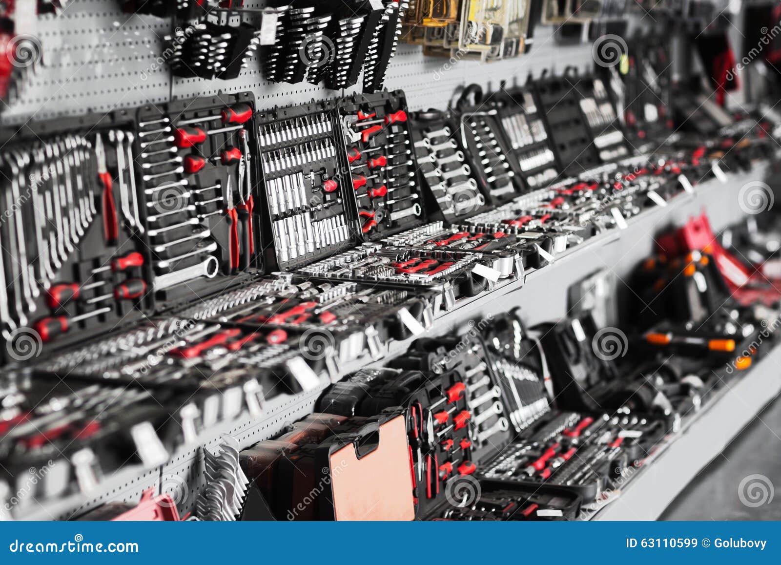 Showcase of Tool Store (shop) Stock Image - Image of hand, holder: 63110599