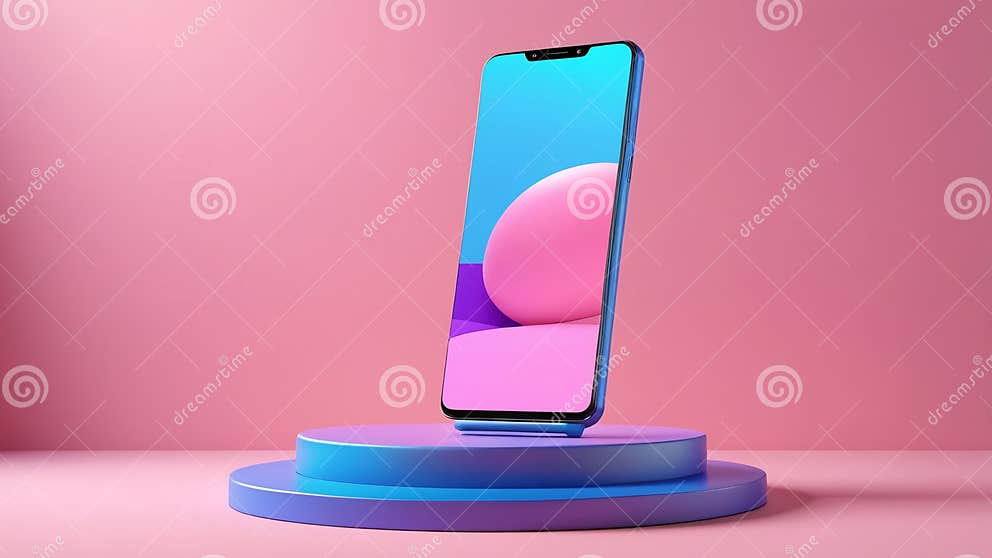 Sleek Podium Stand with Empty Android Phone Display Stock Illustration ...