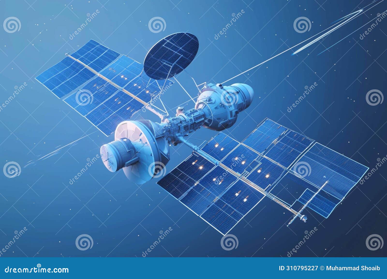 Showcases Space Orbital Satellite in Aerospace Theme Detailed 3D ...