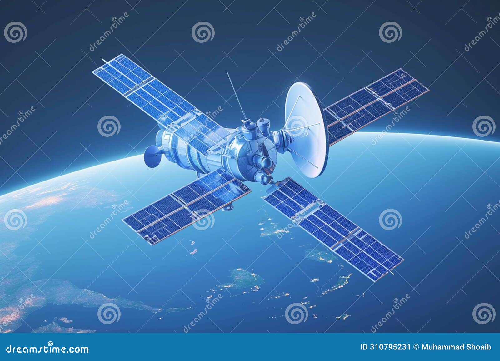 Showcases Space Orbital Satellite in Aerospace Theme Detailed 3D ...
