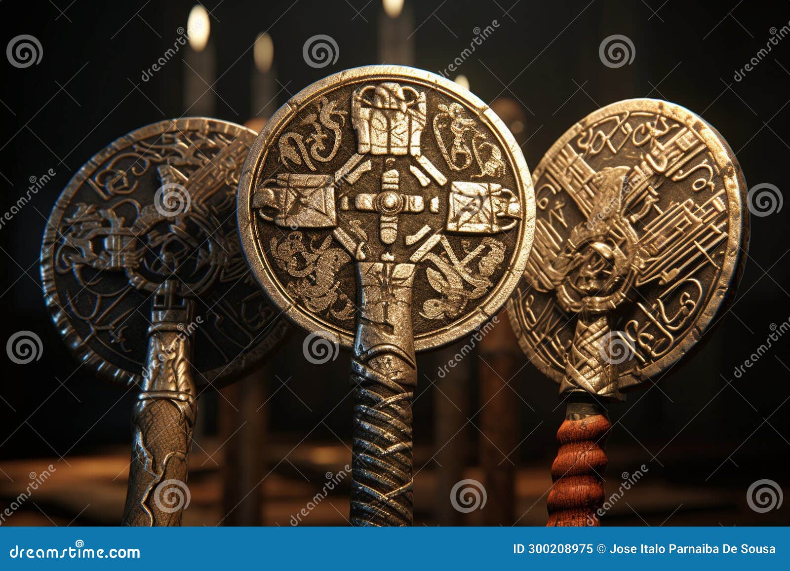 Set Of Medieval Axes Isolated On White Background. Design Element For ...