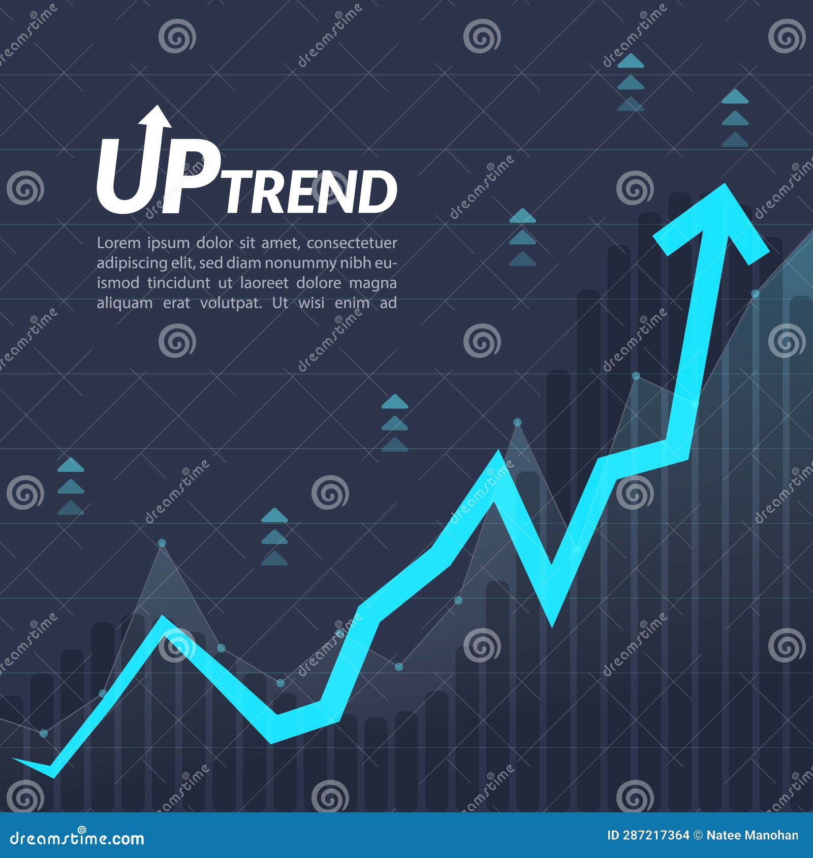 Green Blue Arrow Uptrend Graph and Bar Chart in Digital and Tech Theme ...