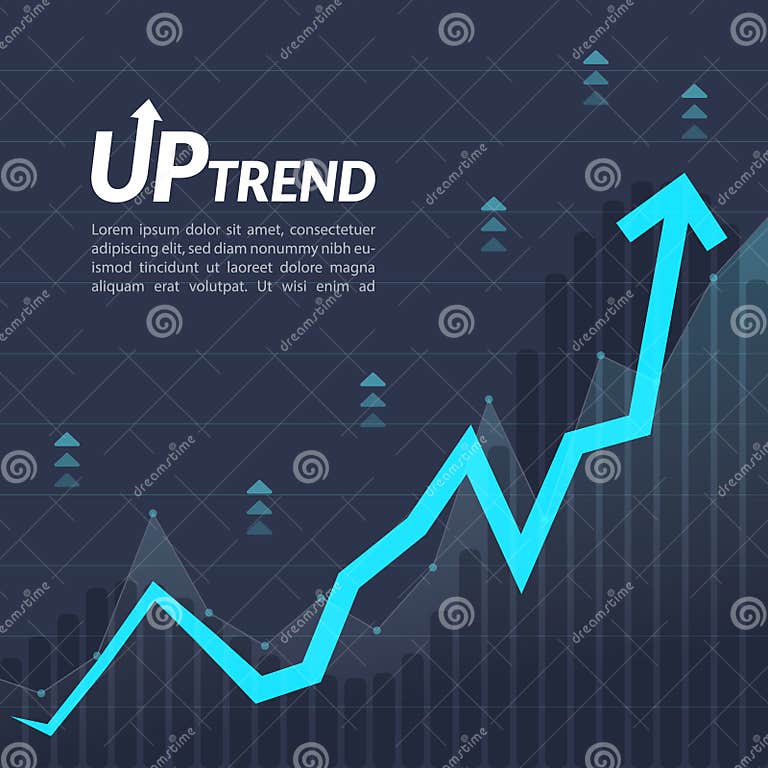 Green Blue Arrow Uptrend Graph and Bar Chart in Digital and Tech Theme ...