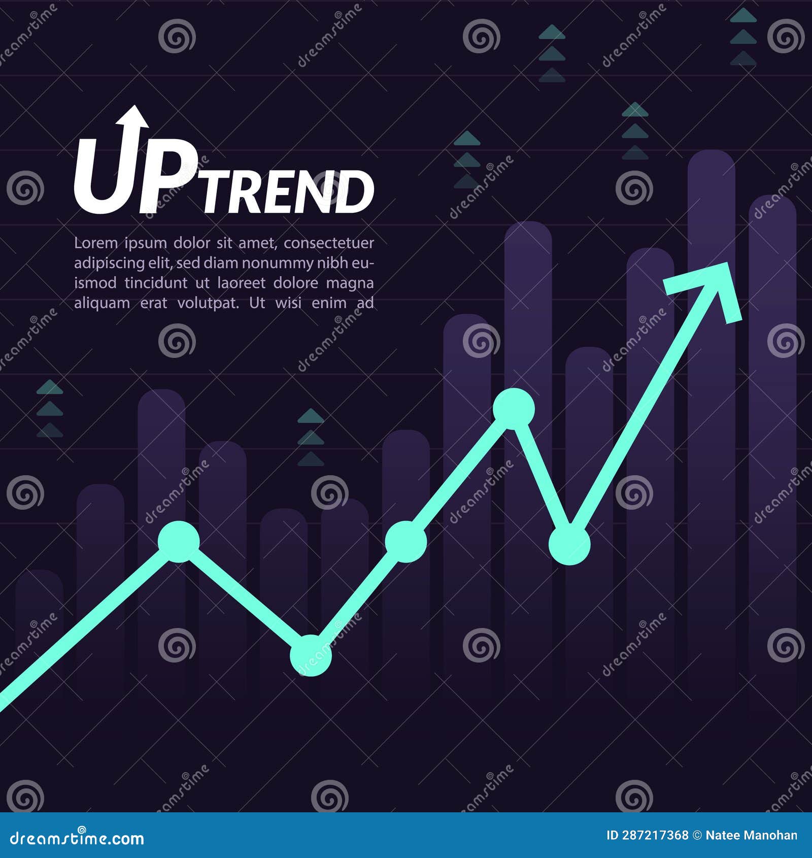 Green Blue Arrow Uptrend Graph and Bar Chart in Digital and Tech Theme ...