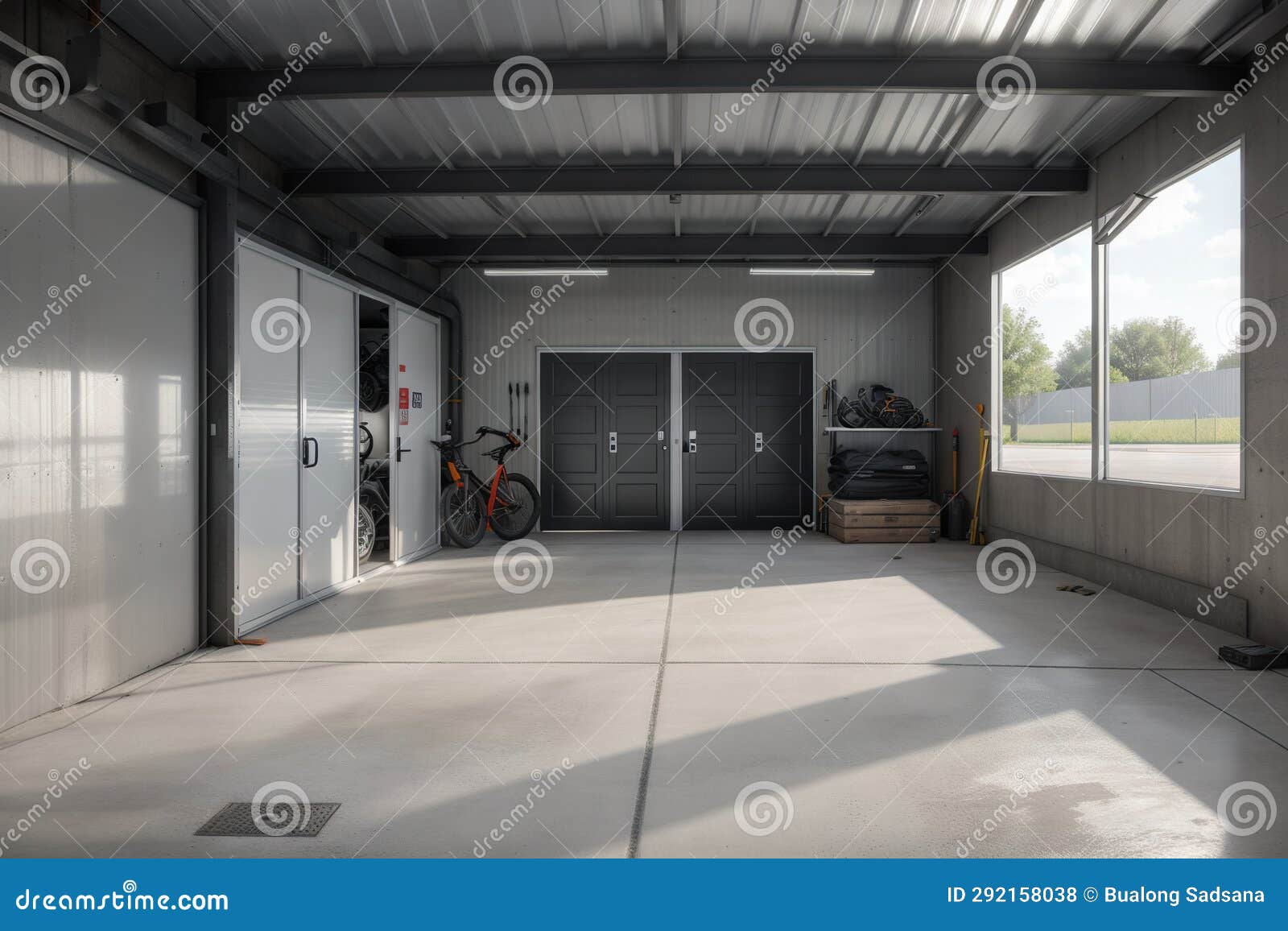 Garage Interior with Stend of Tools. Stock Illustration - Illustration ...
