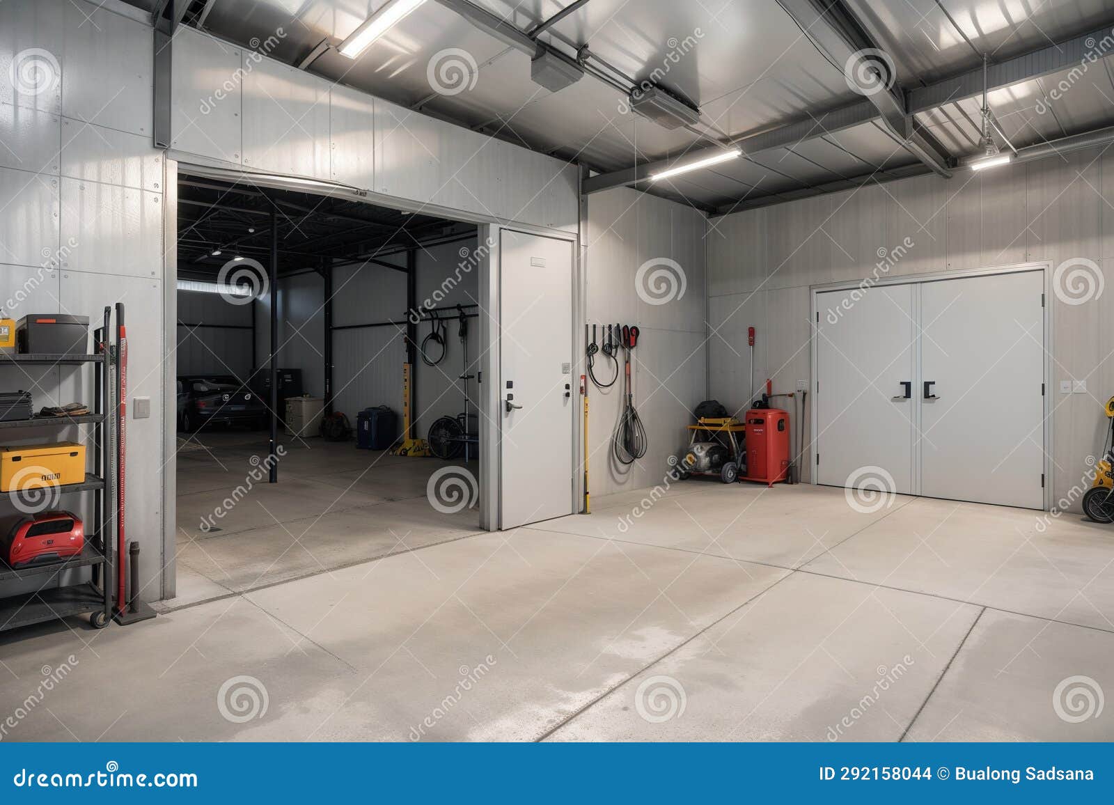 Garage Interior with Stend of Tools. Stock Illustration - Illustration ...