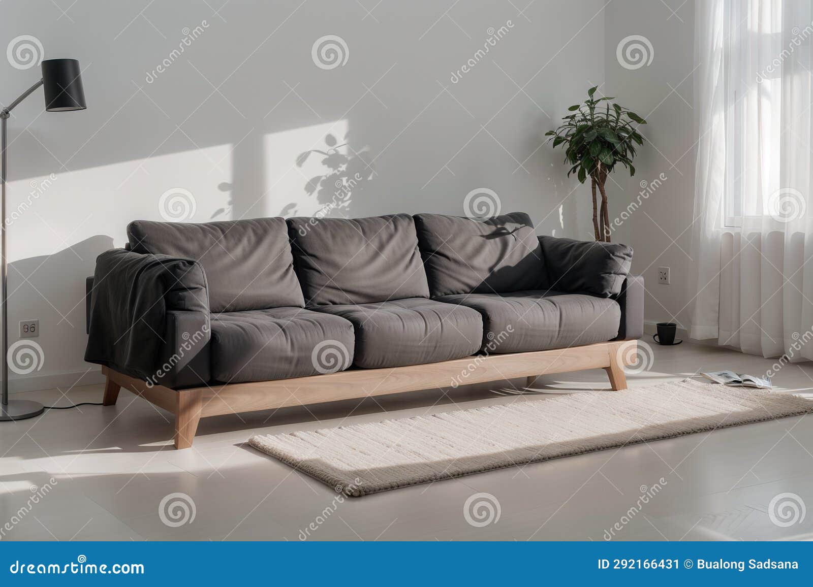 Gray Sofa with Shadow in Minimalistic Style Isolated on White ...