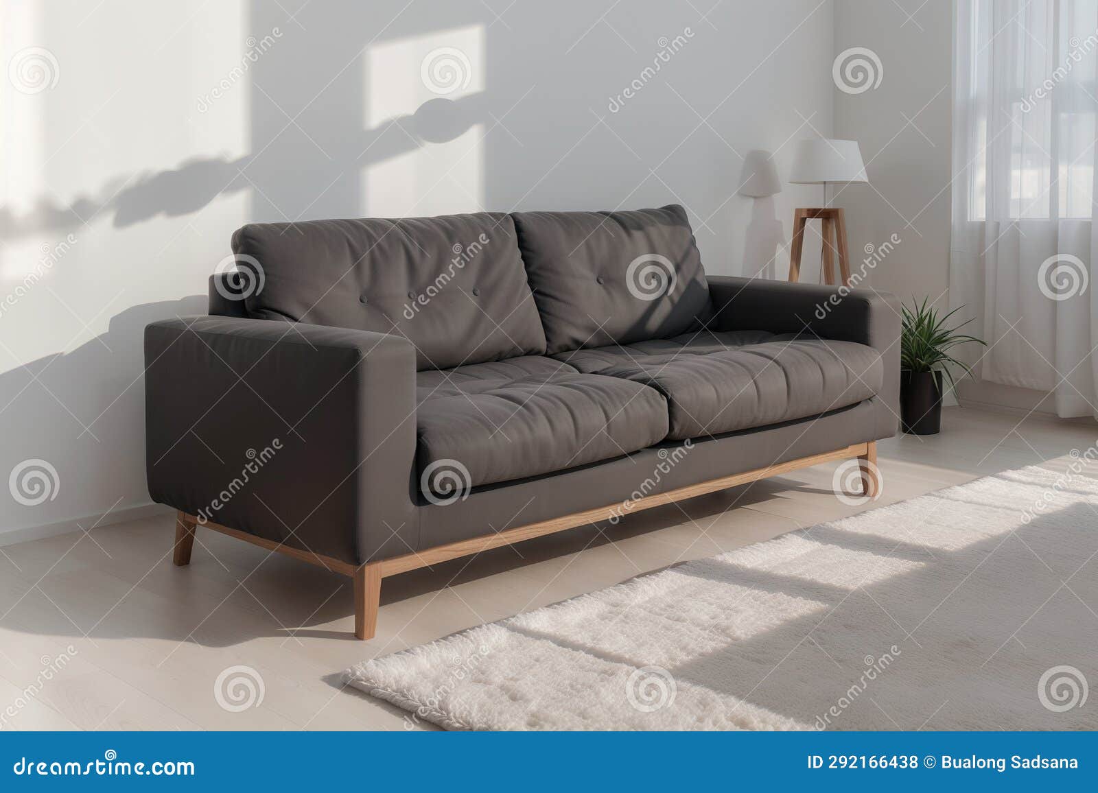 Gray Sofa with Shadow in Minimalistic Style Isolated on White ...