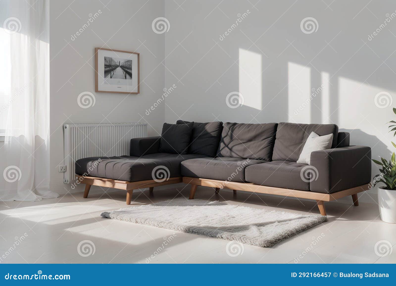 Gray Sofa with Shadow in Minimalistic Style Isolated on White ...