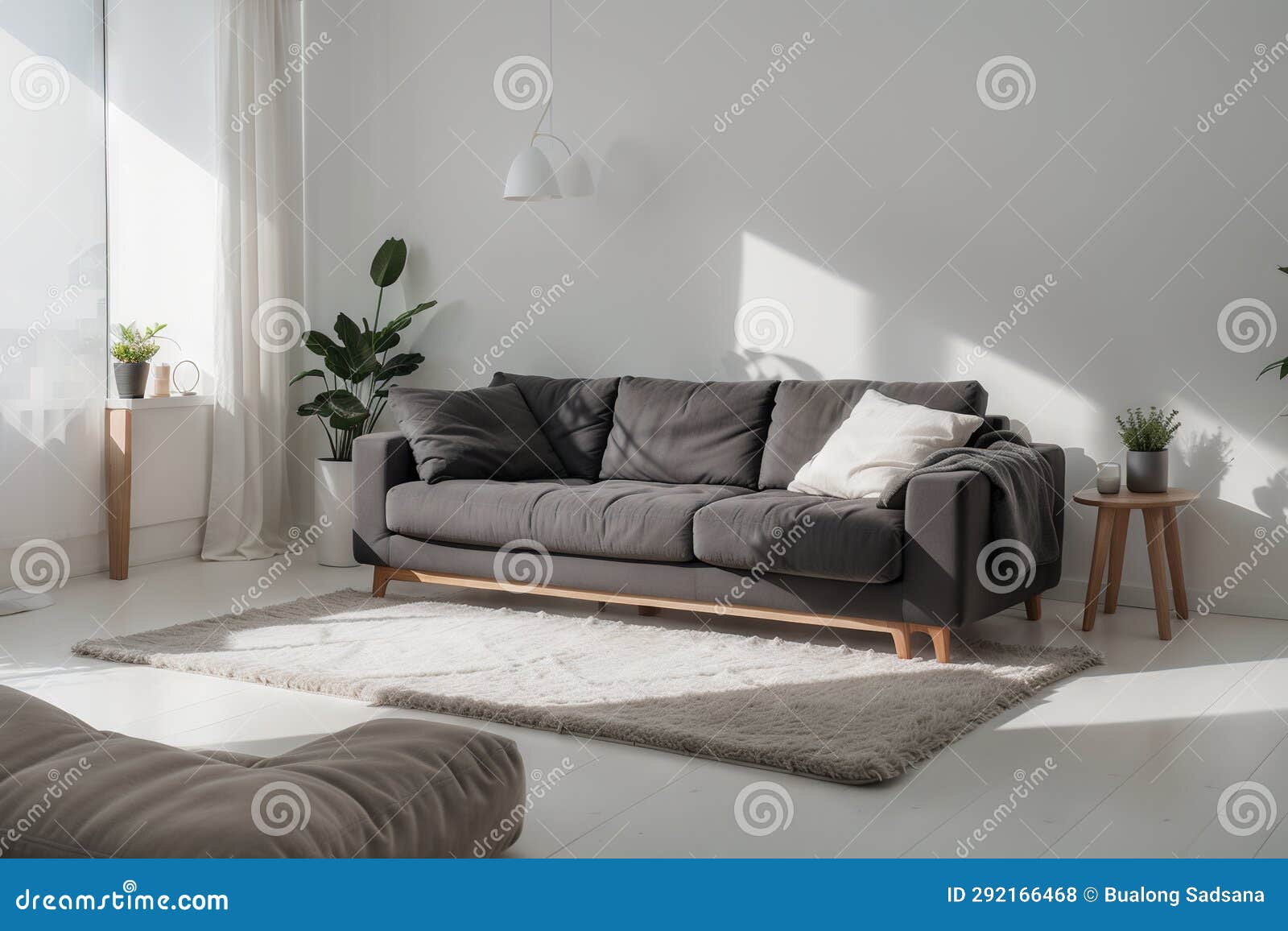 Gray Sofa with Shadow in Minimalistic Style Isolated on White ...