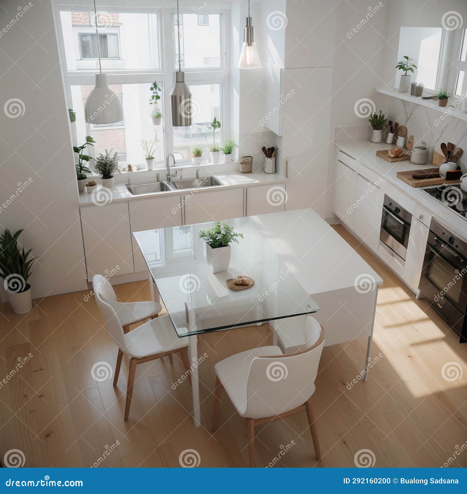 Ing of Modern Kitchen in a Loft. Top View Stock Illustration ...