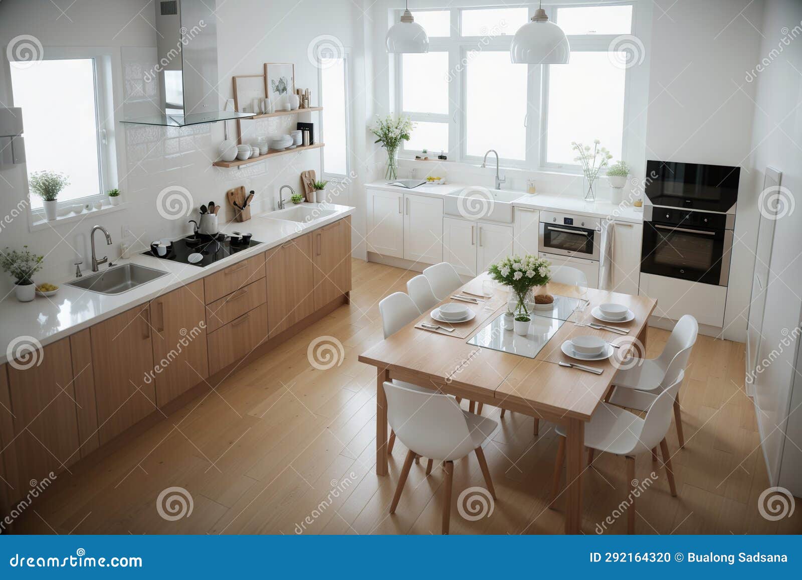 Ing of Modern Kitchen in a Loft. Top View Stock Illustration ...
