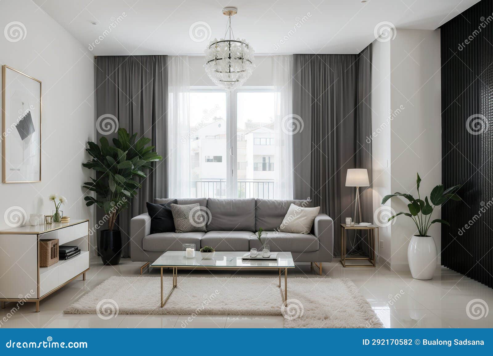 Modern Home Interior with Couch Stock Illustration - Illustration of ...