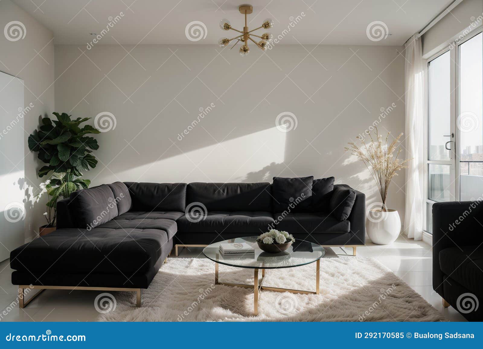 Modern Home Interior with Couch Stock Illustration - Illustration of ...