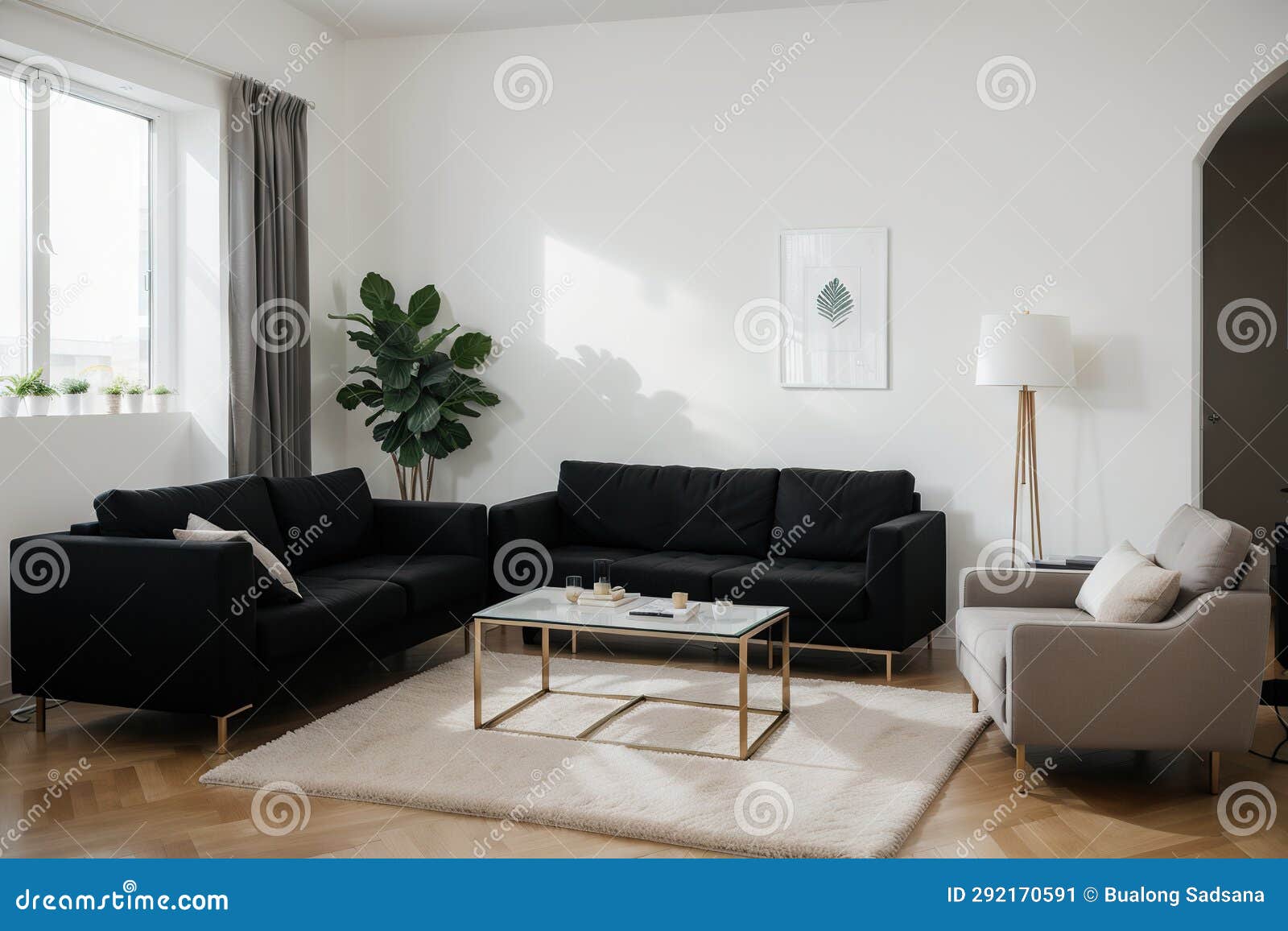 Modern Home Interior with Couch Stock Illustration - Illustration of ...